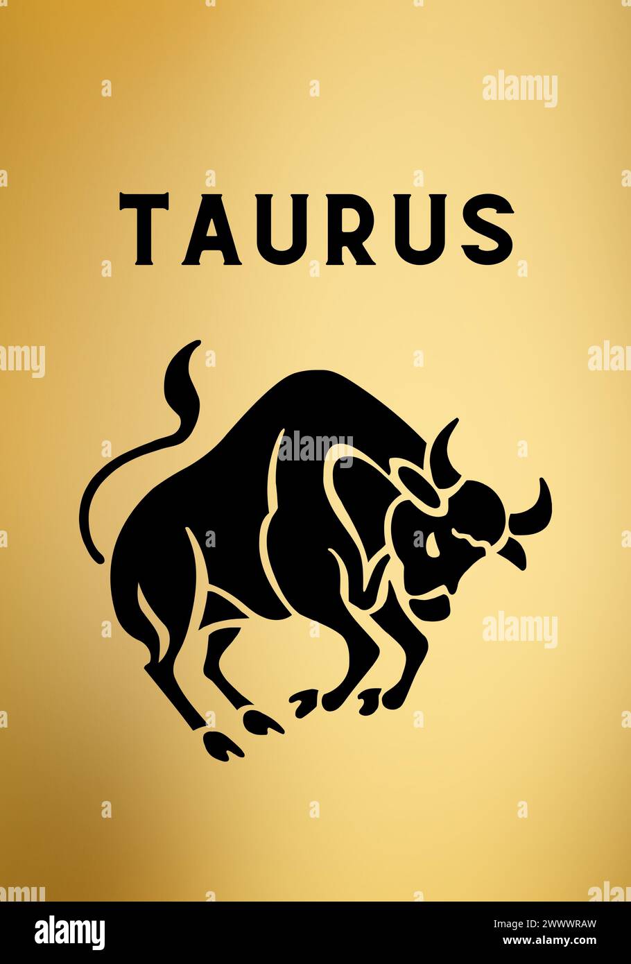 A golden background with a Taurus symbol Stock Photo - Alamy