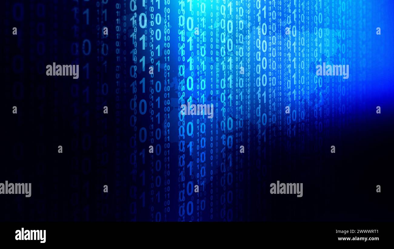 Image of flying binary codes as background, big data. Artficial intelligent concept for global ...