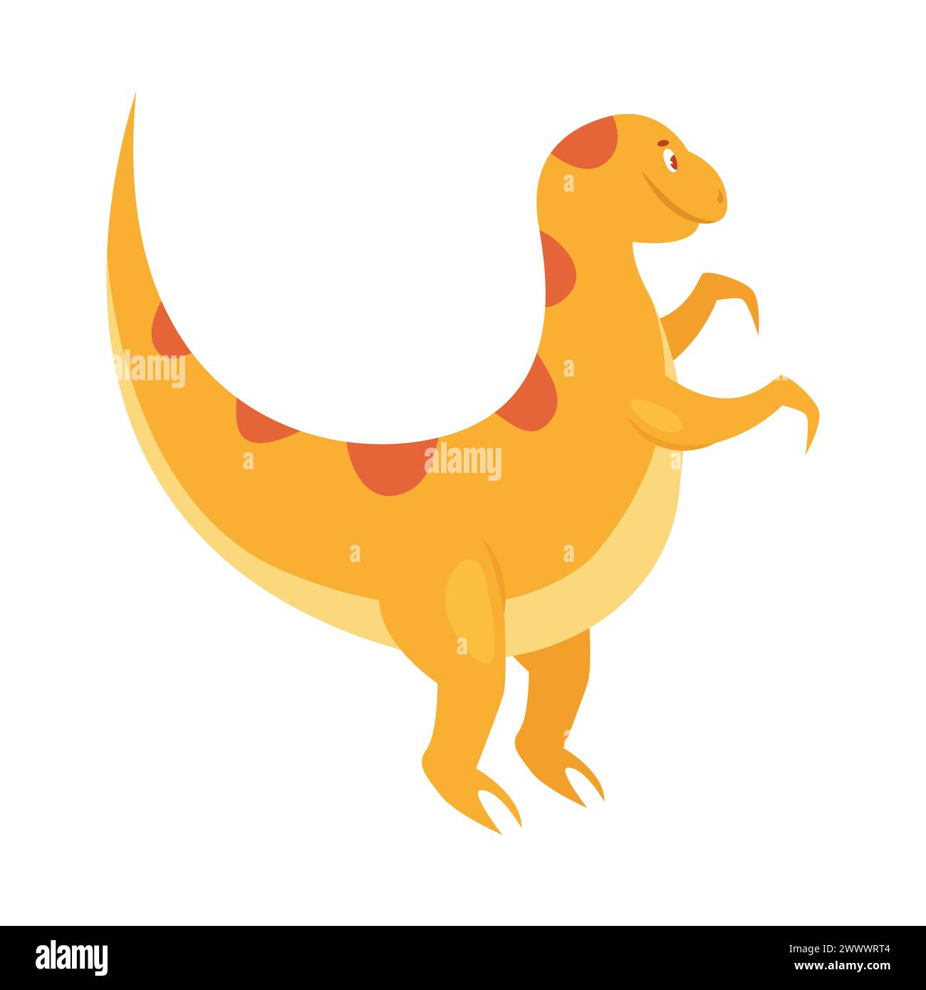 Cute yellow dinosaur. Prehistoric animal, jungle reptiles group ...