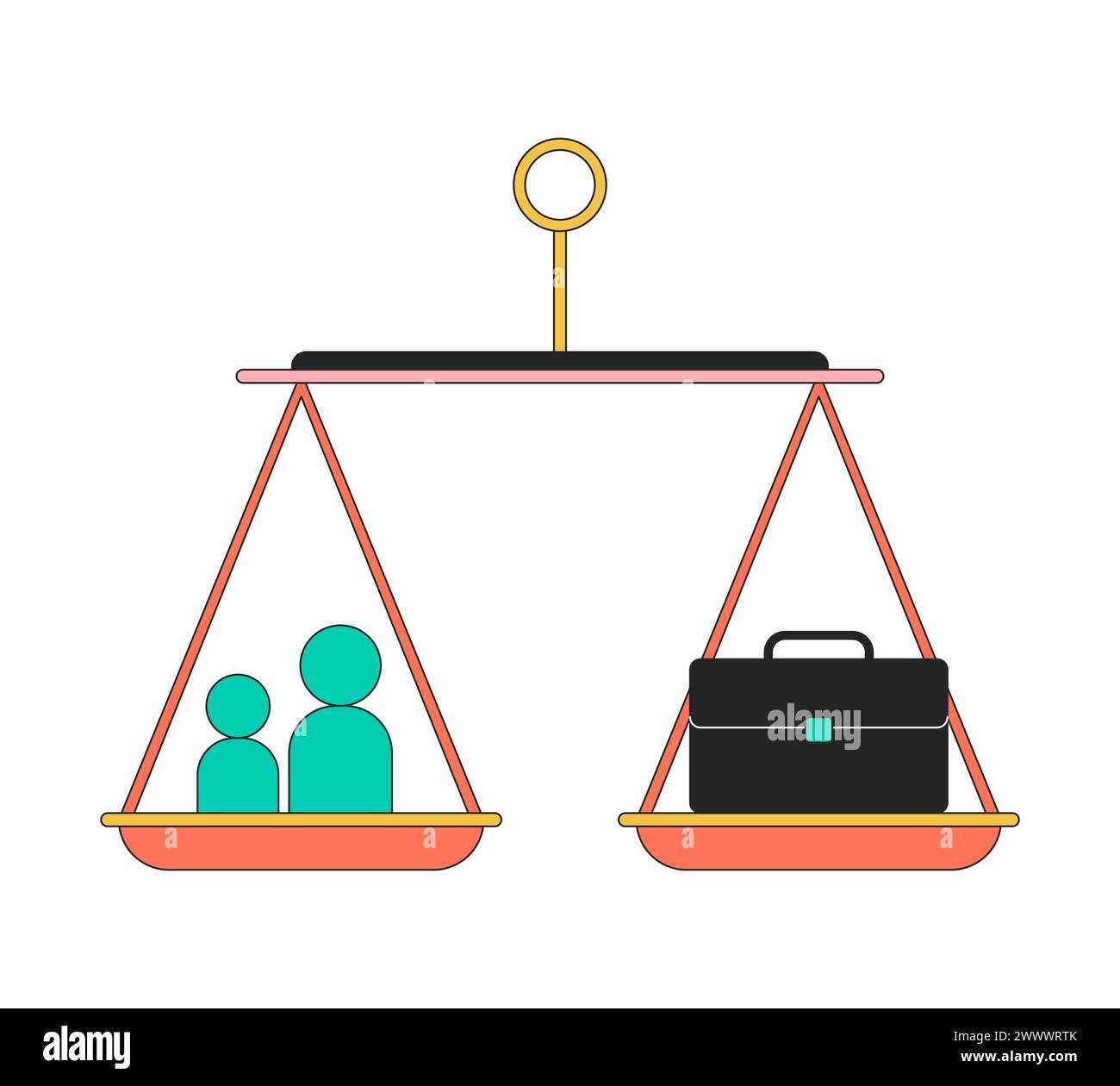 Work life balance scale 2D linear cartoon object Stock Vector Image ...