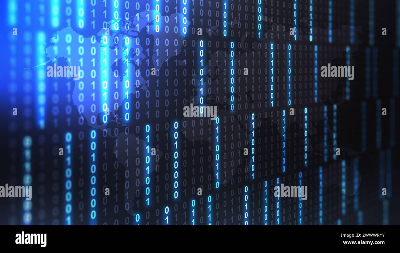 Image of flying binary codes as background, big data. Artficial ...