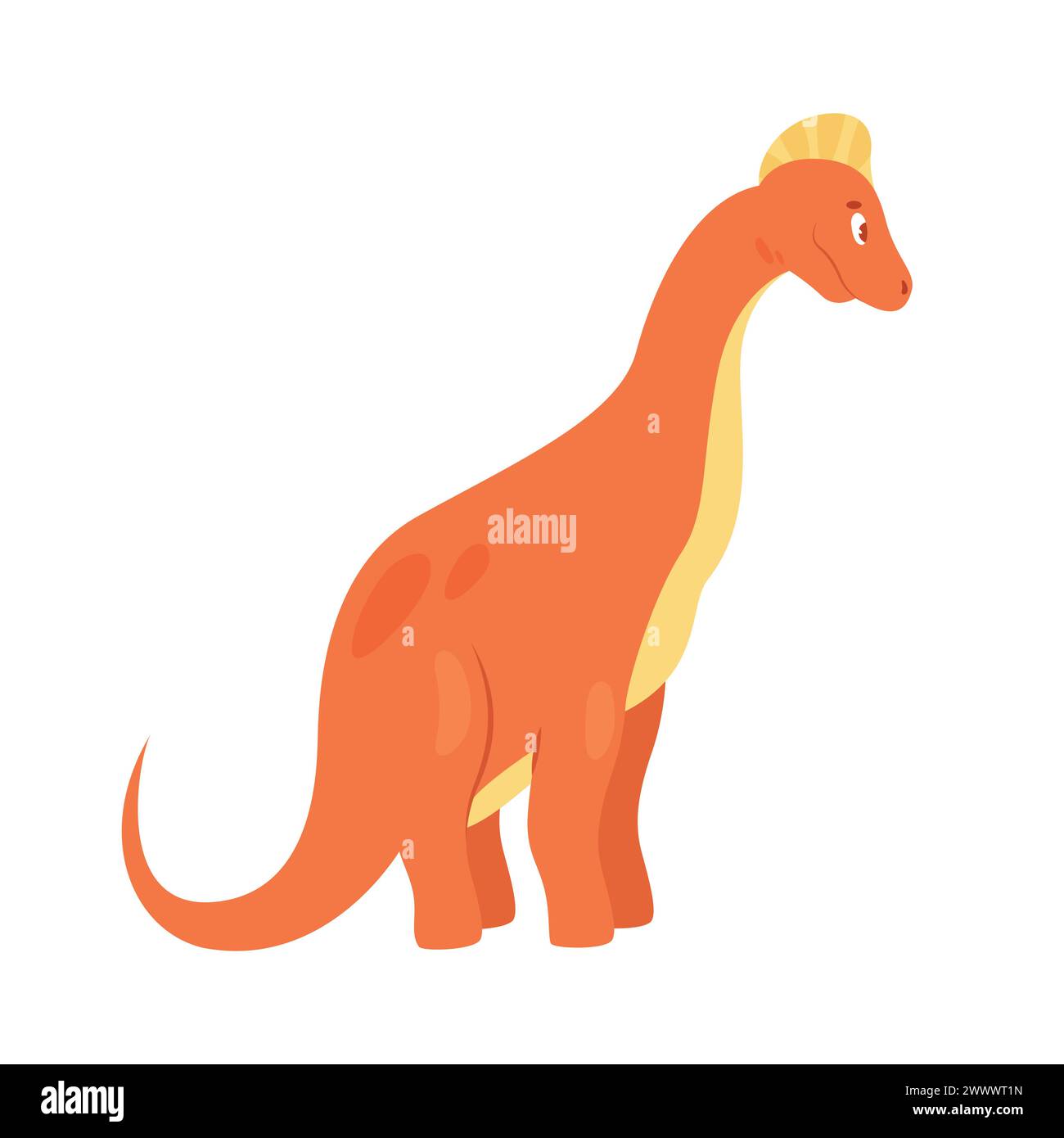 Cute orange dinosaur. Prehistoric animal, jungle reptiles group ...