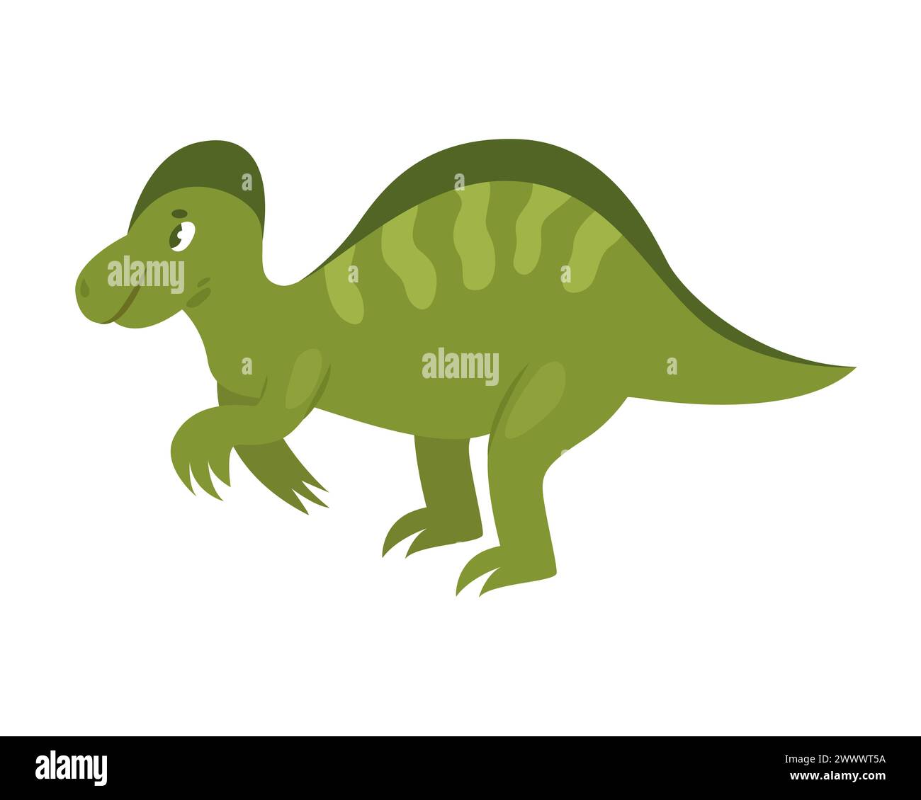 Cute green dinosaur. Prehistoric animal, jungle reptiles group ...
