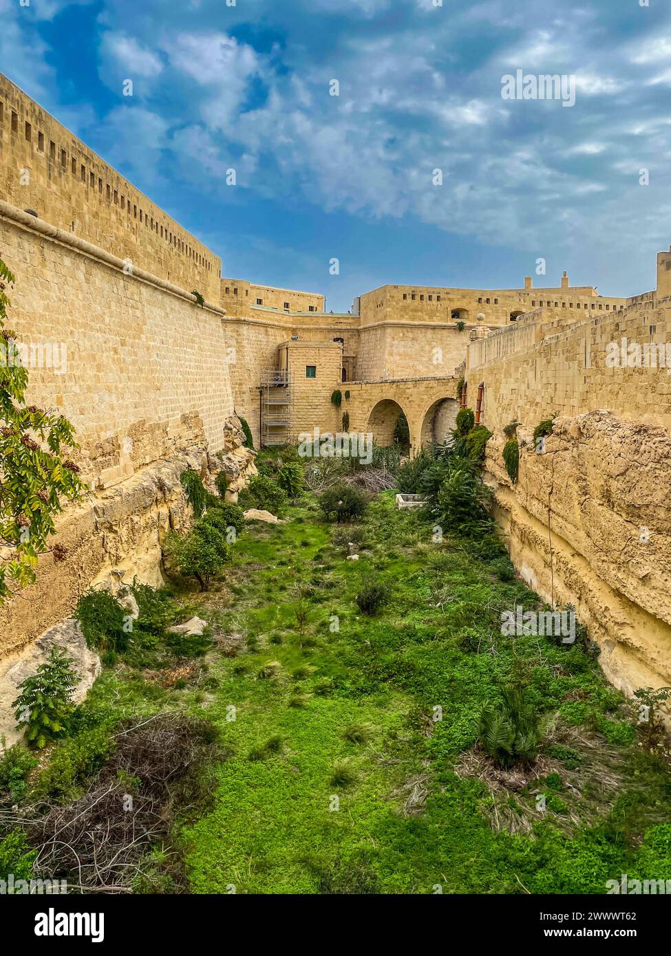 Valletta, Malta - October 23rd 2021: The defensive ditch alongside the ...