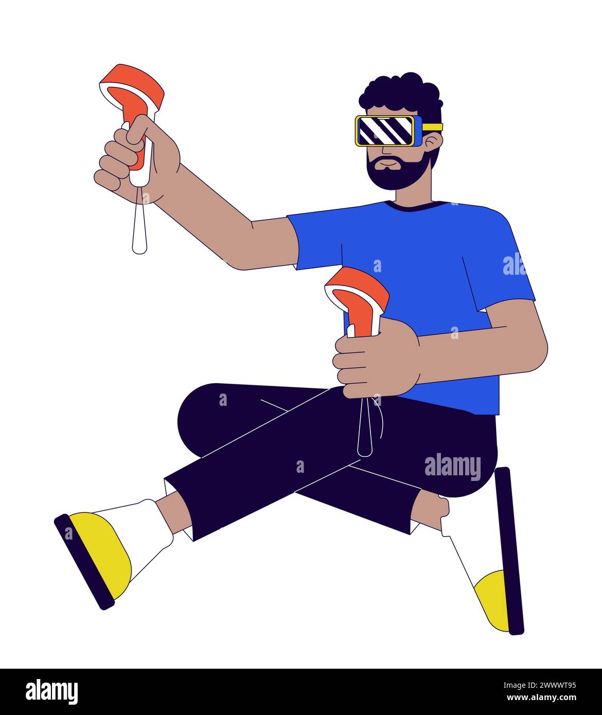 VR gaming 2D linear cartoon character Stock Vector Image & Art - Alamy