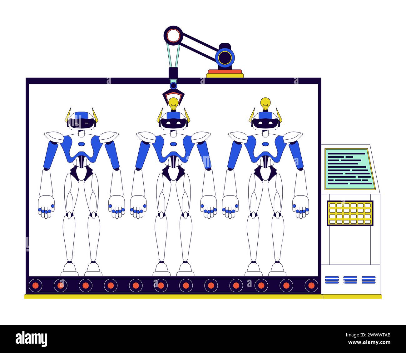 Manufacturing robots 2D linear cartoon characters Stock Vector Image ...