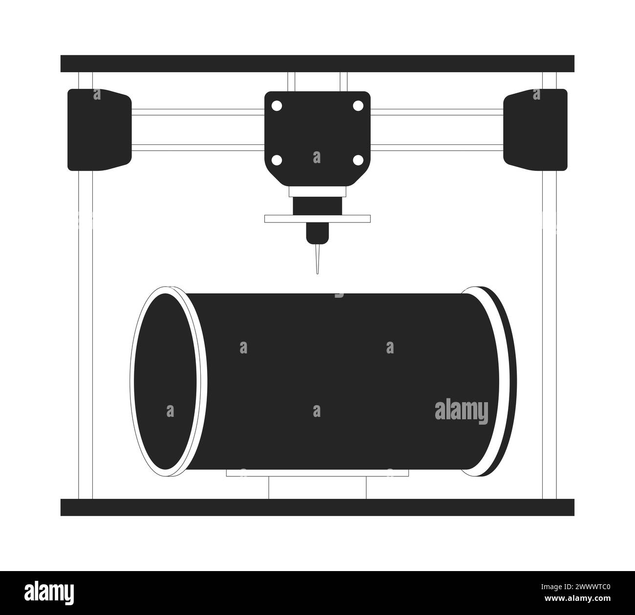 Pipeline part on 3d printer black and white 2D line cartoon object Stock Vector Image & Art - Alamy