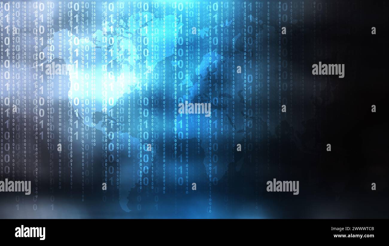 Image of flying binary codes as background, big data. Artficial ...