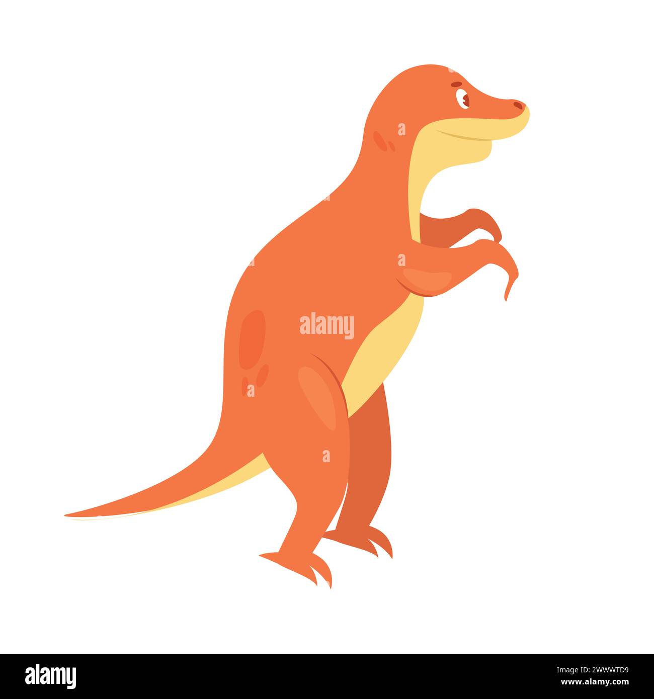 Orange raptor dinosaur. Prehistoric animal, jungle reptiles group ...