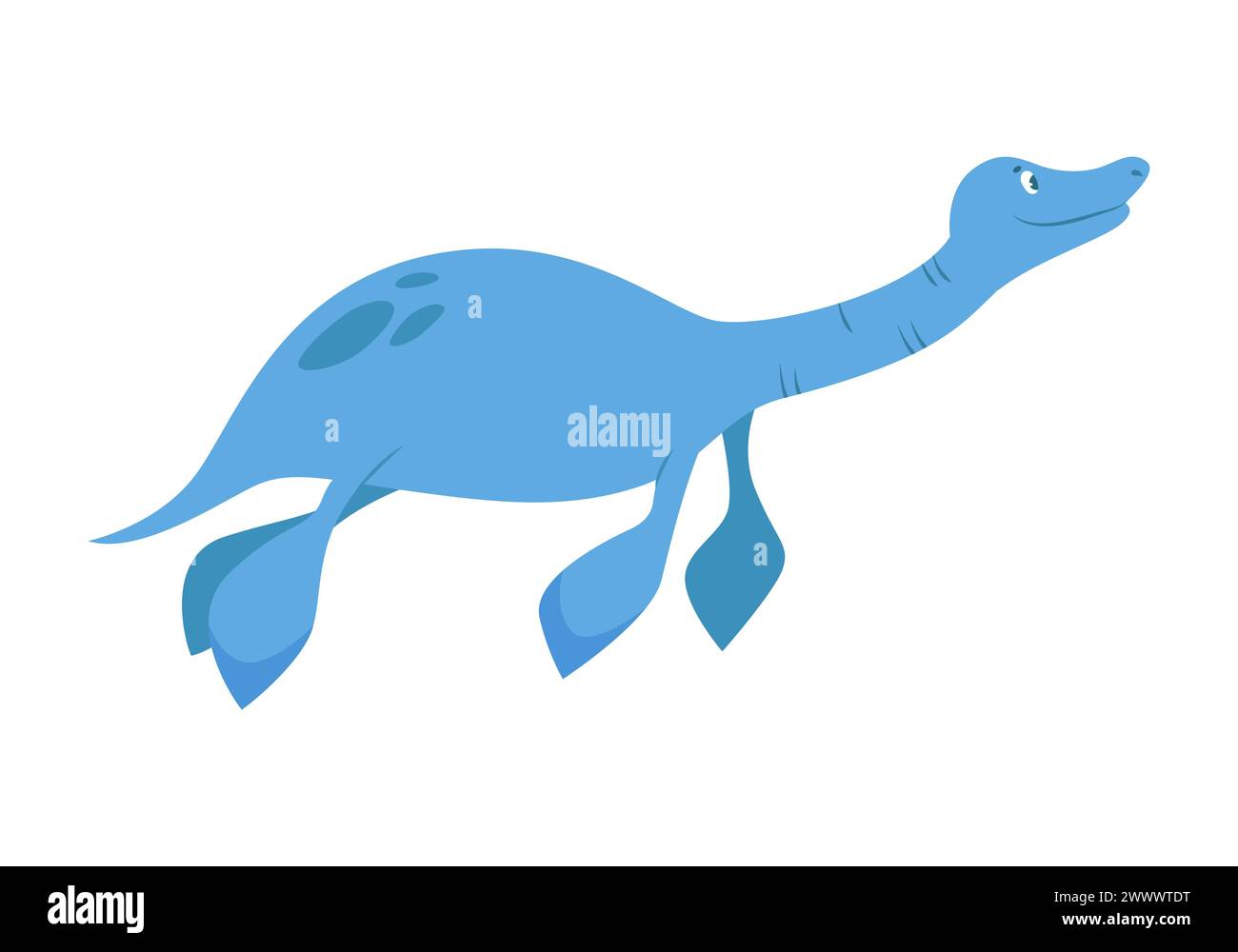 Cute blue water dinosaur. Prehistoric animal, jungle reptiles group ...