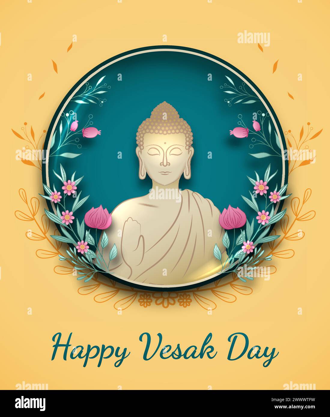 Happy Vesak Budha Purnima Day Background With Budha Statue Vector ...