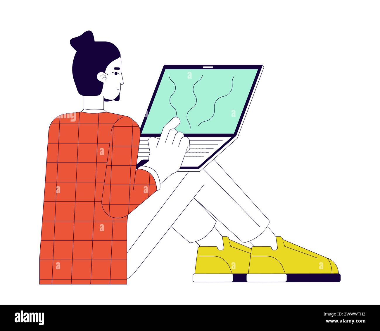 Software development engineer 2D linear cartoon character Stock Vector ...