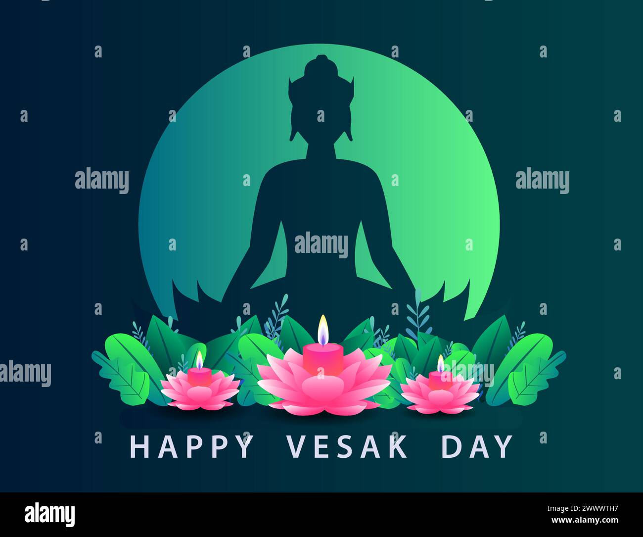 Happy Vesak Budha Purnima Day Background With Budha Statue Vector ...