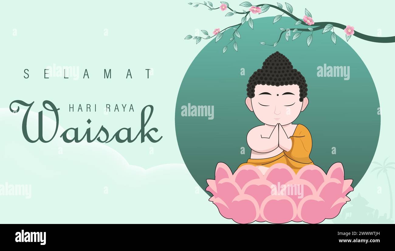 Happy Vesak Budha Purnima Day Background With Budha Statue Vector ...