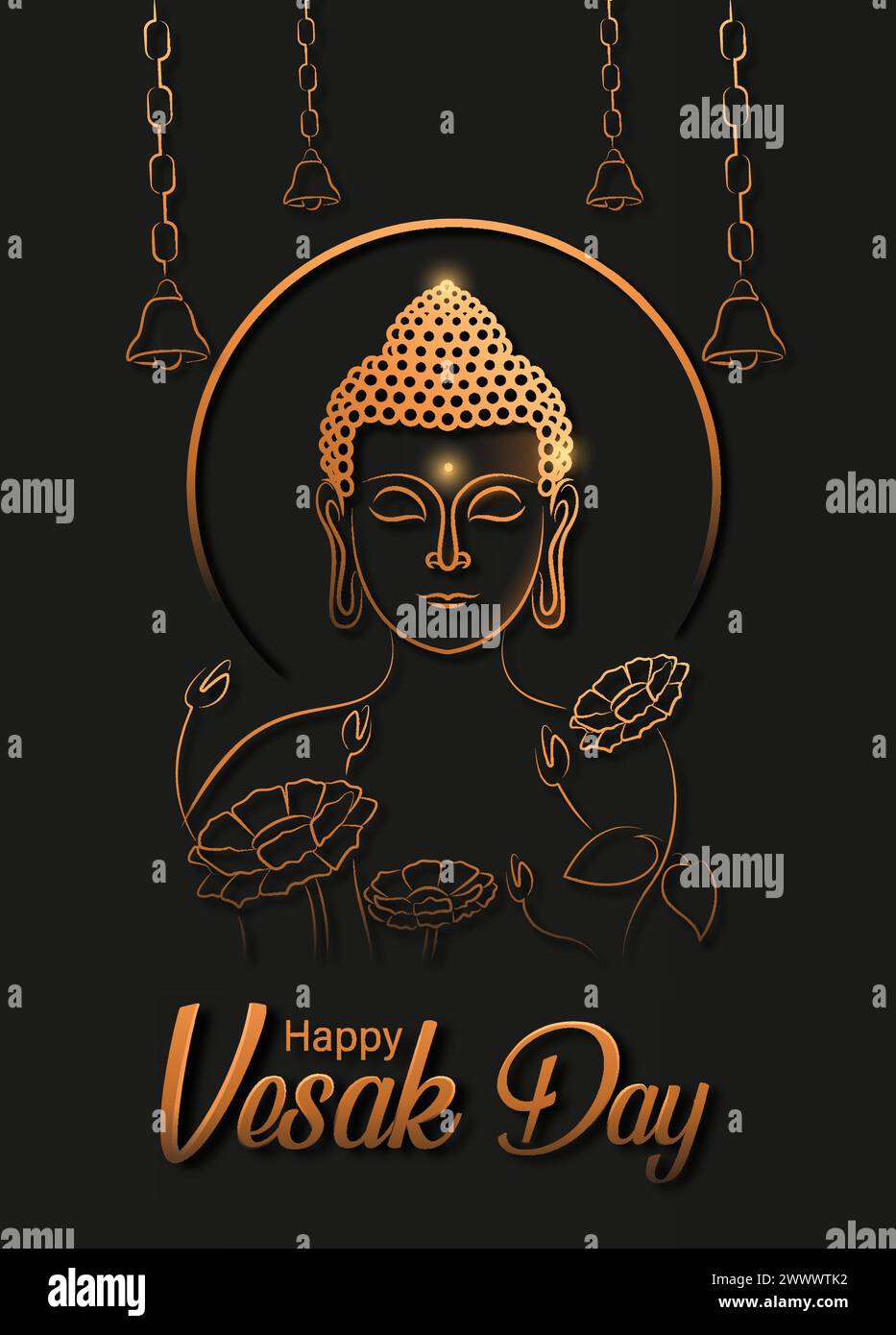 Happy Vesak Budha Purnima Day Background With Budha Statue Vector ...