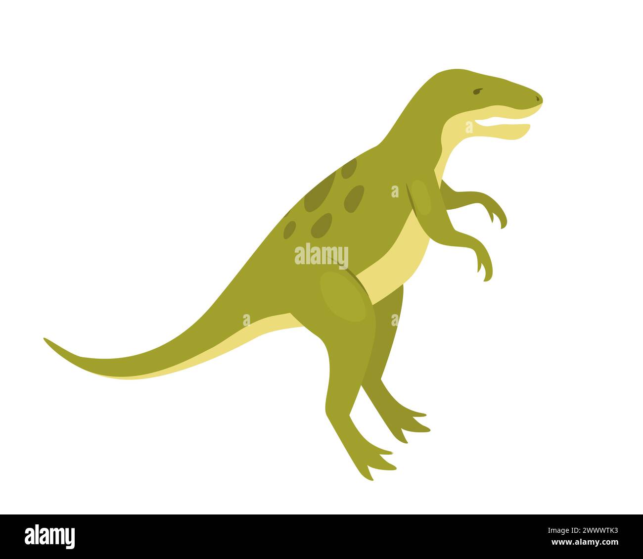 Green raptor dinosaur. Prehistoric animal, jungle reptiles group ...