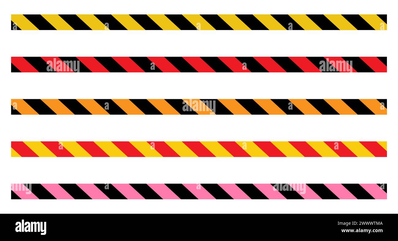 Warning tape with diagonal stripes caution tape border. Long danger ...