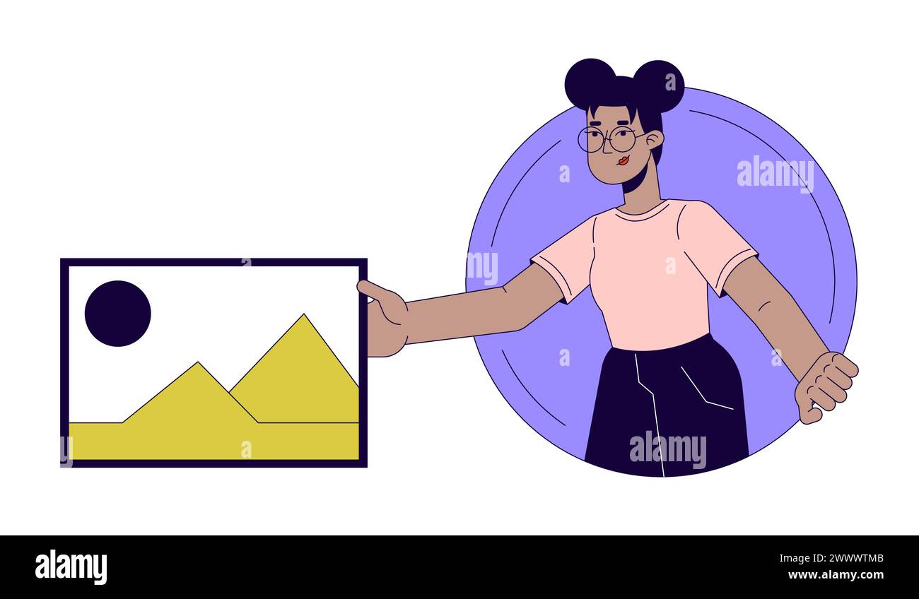 African american woman artist 2D linear cartoon character Stock Vector ...