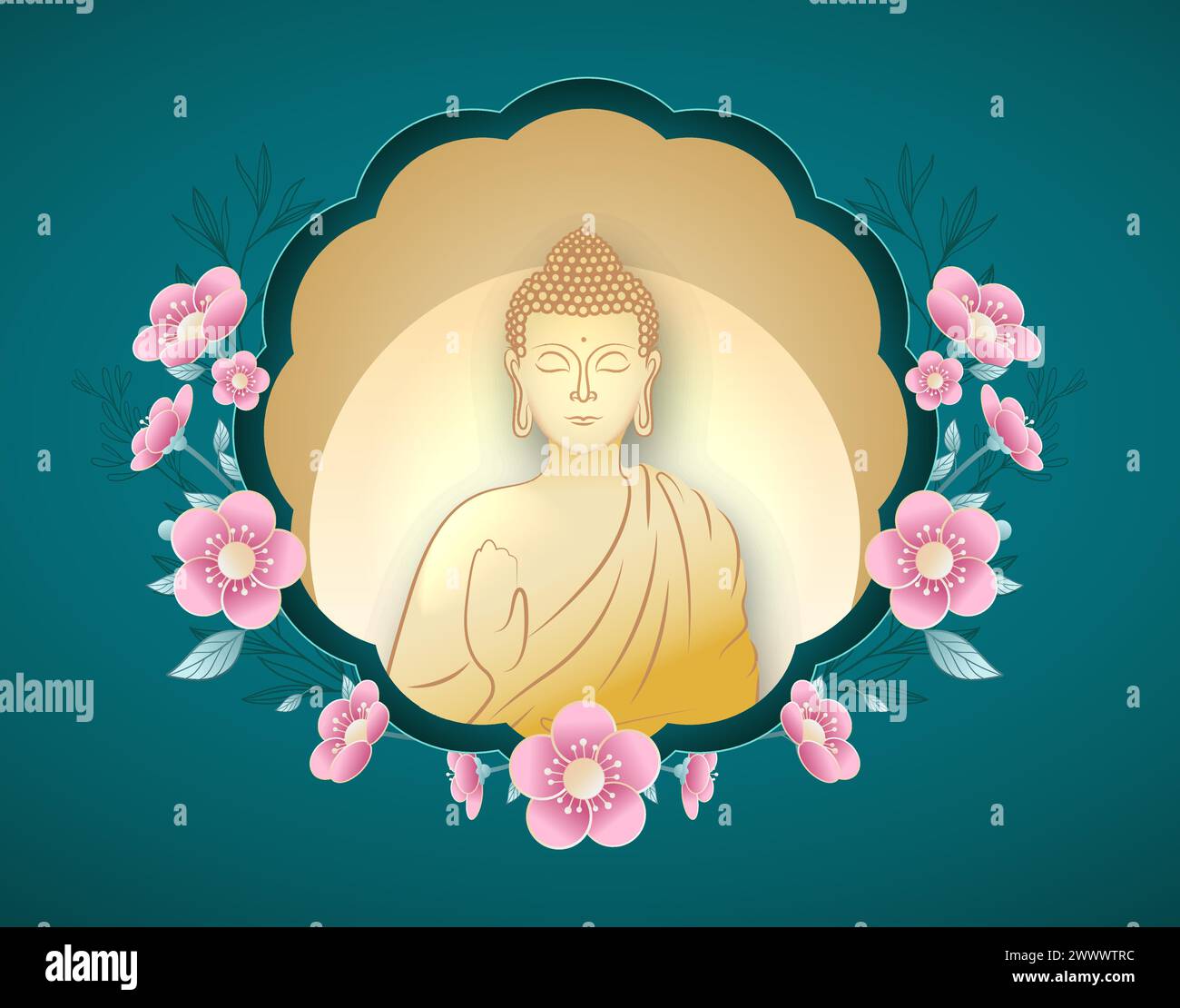 Happy Vesak Budha Purnima Day Background With Budha Statue Vector ...