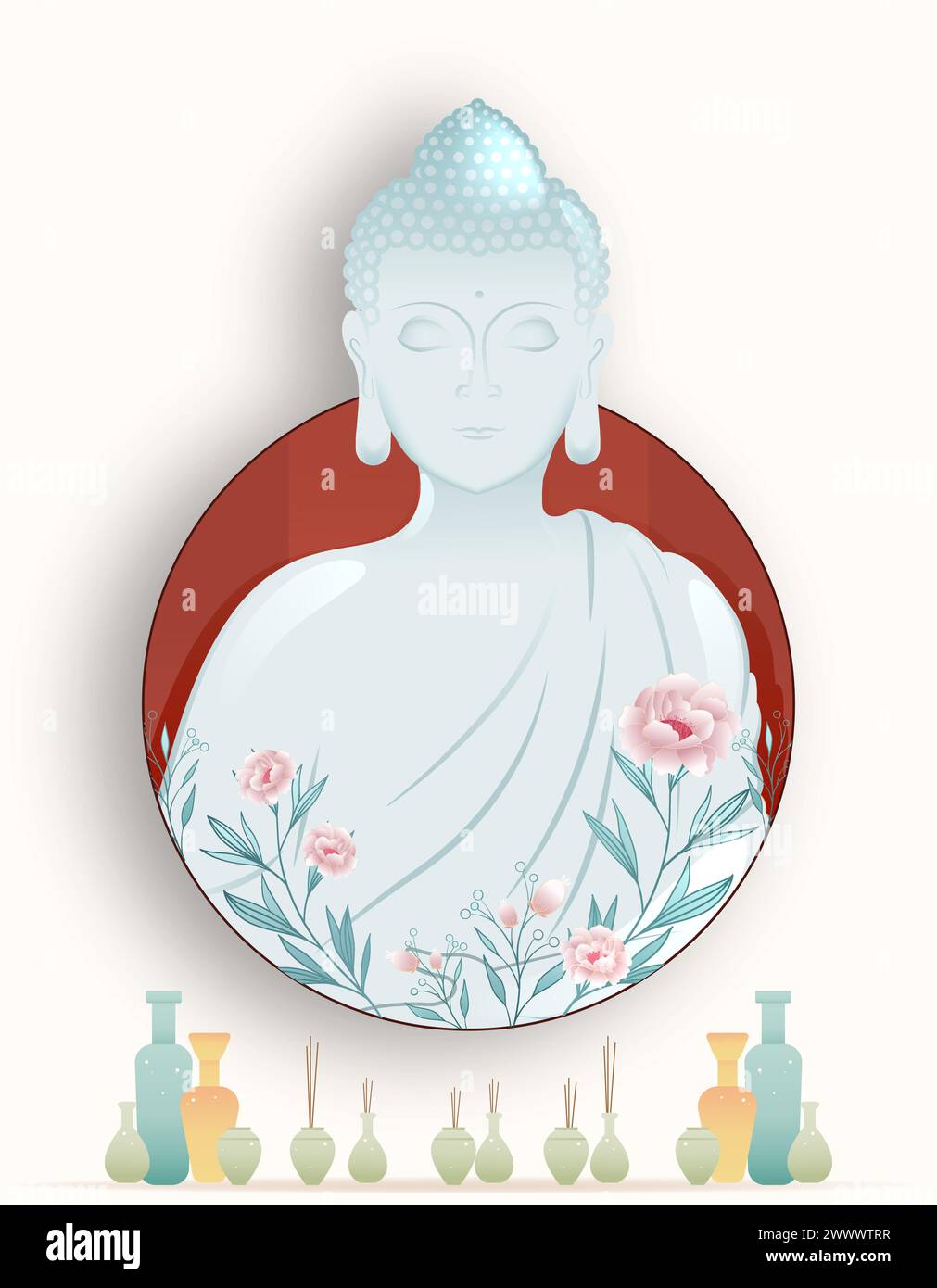 Happy Vesak Budha Purnima Day Background With Budha Statue Vector ...
