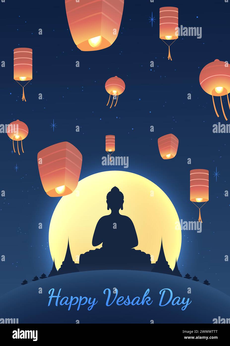 Happy Vesak Budha Purnima Day Background With Budha Statue Vector ...