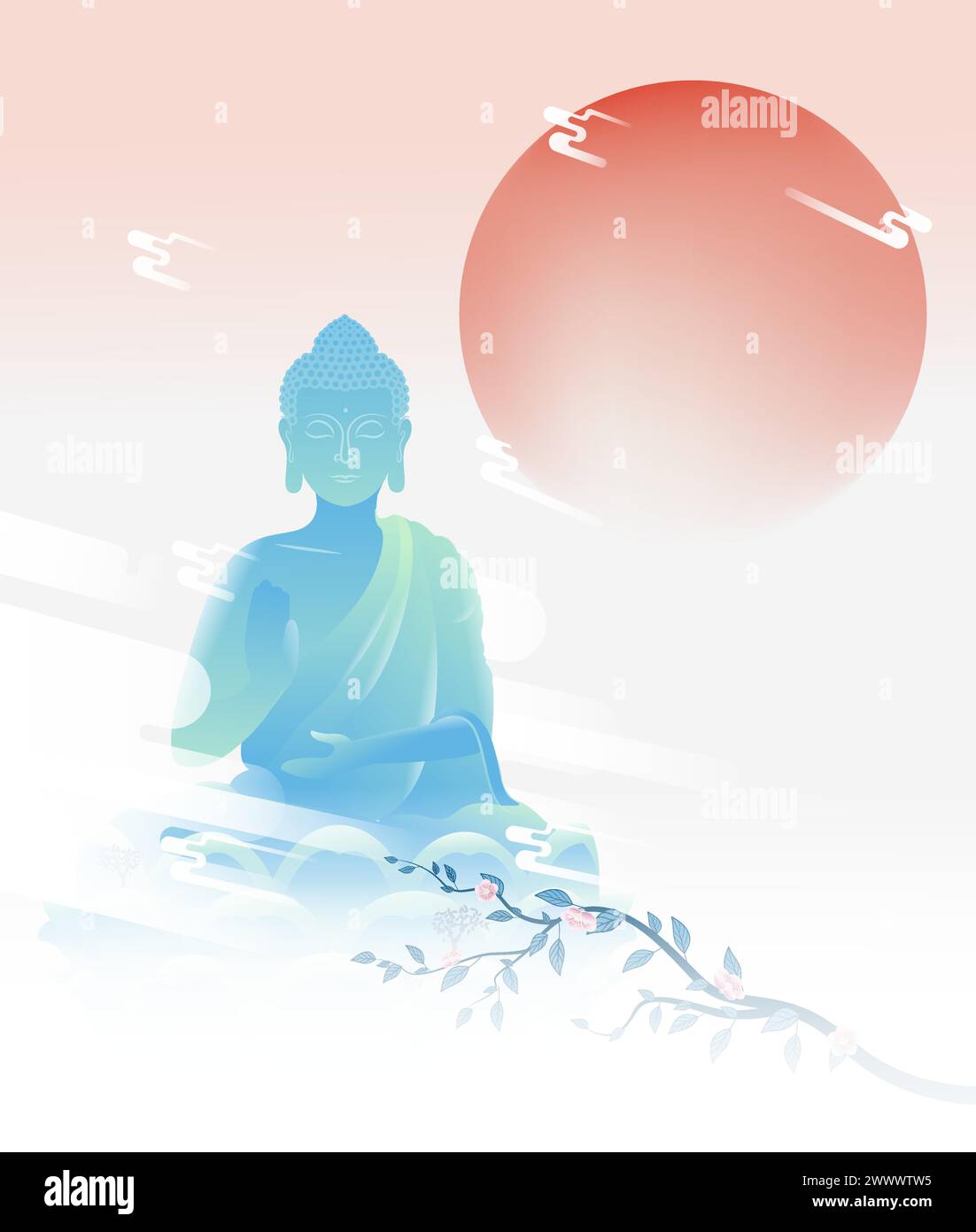 Happy Vesak Budha Purnima Day Background With Budha Statue Vector ...