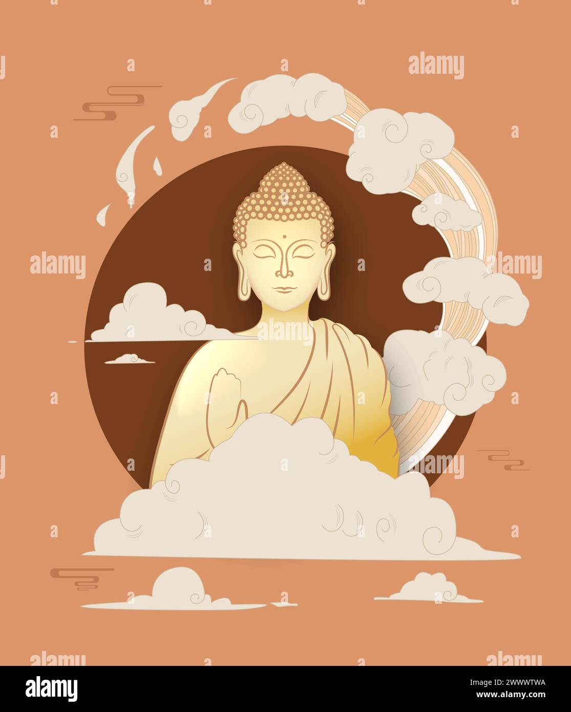 Happy Vesak Budha Purnima Day Background With Budha Statue Vector ...