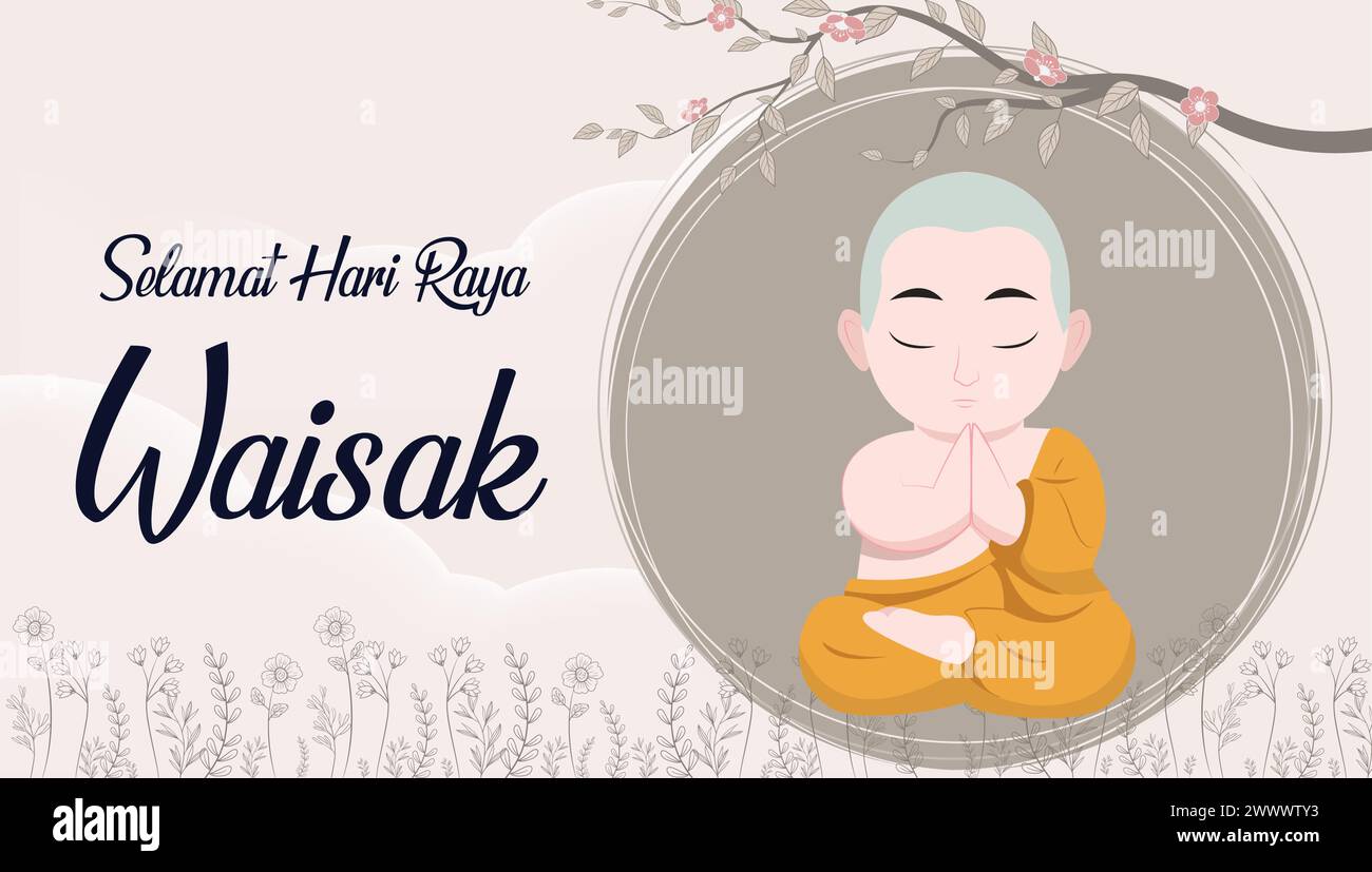 Happy Vesak Budha Purnima Day Background With Budha Statue Vector ...