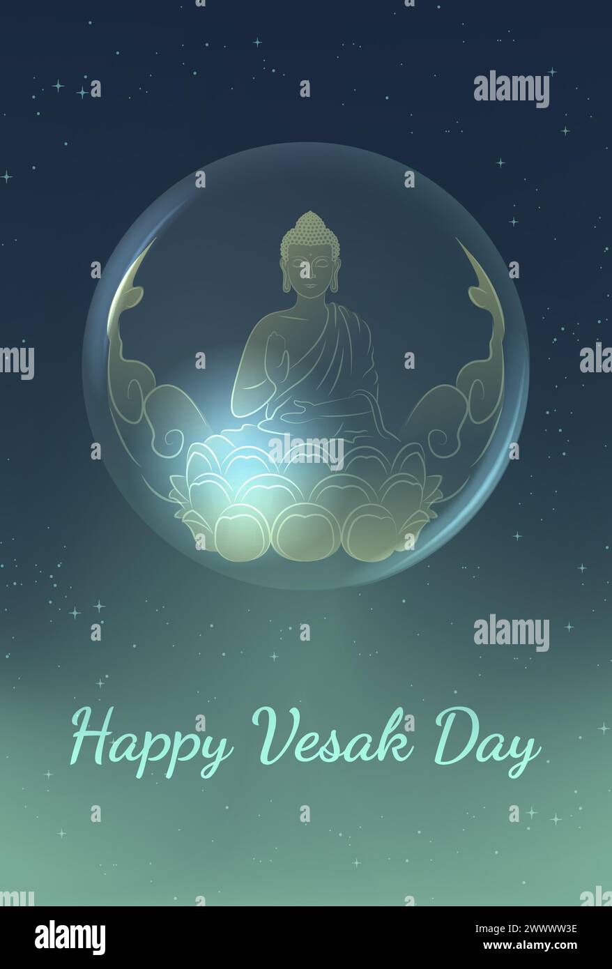 Happy Vesak Budha Purnima Day Background With Budha Statue Vector ...