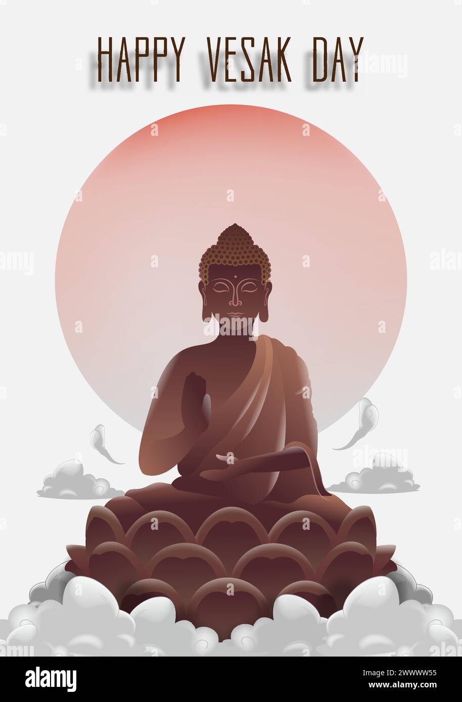 Happy Vesak Budha Purnima Day Background With Budha Statue Vector ...