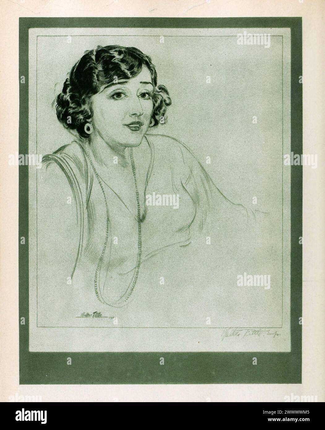 Vintage Etching Drawing of actress Olga Petrova by Walter Tittle ...