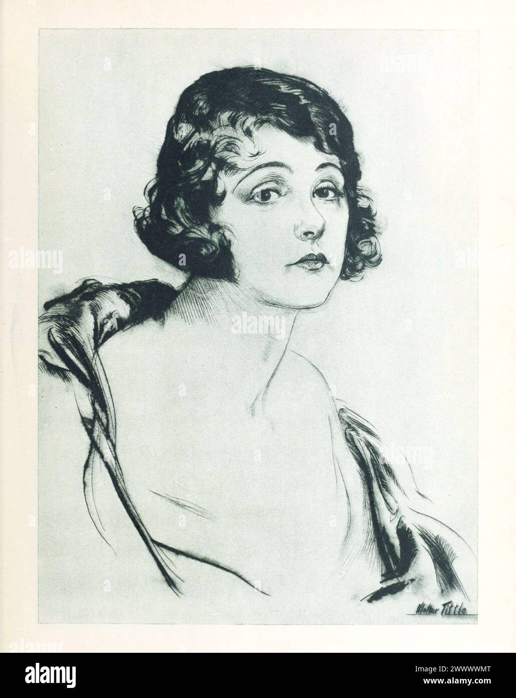 Vintage Etching Drawing of actress Norma Talmadge by Walter Tittle ...