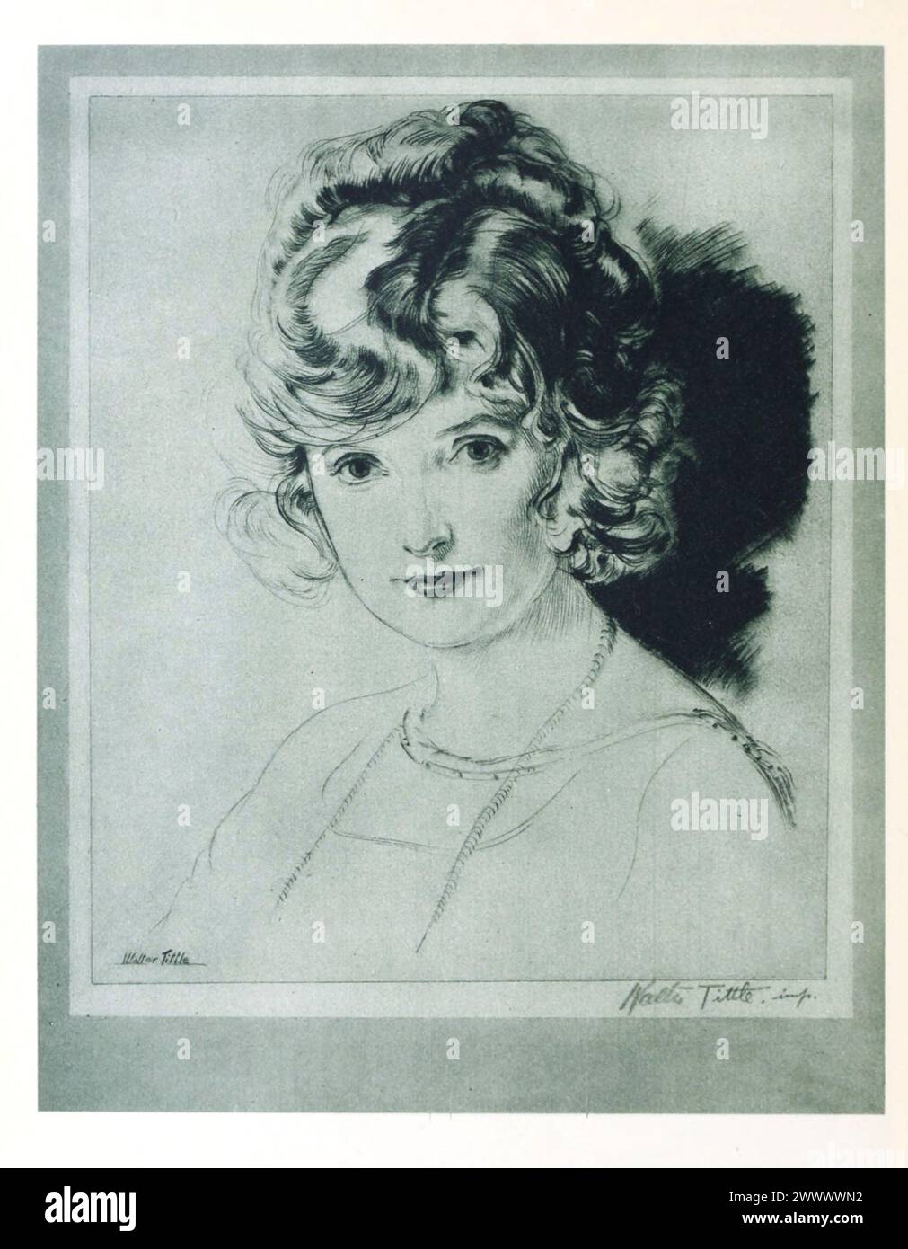 Vintage Etching Drawing of actress Billie Burke by Walter Tittle ...