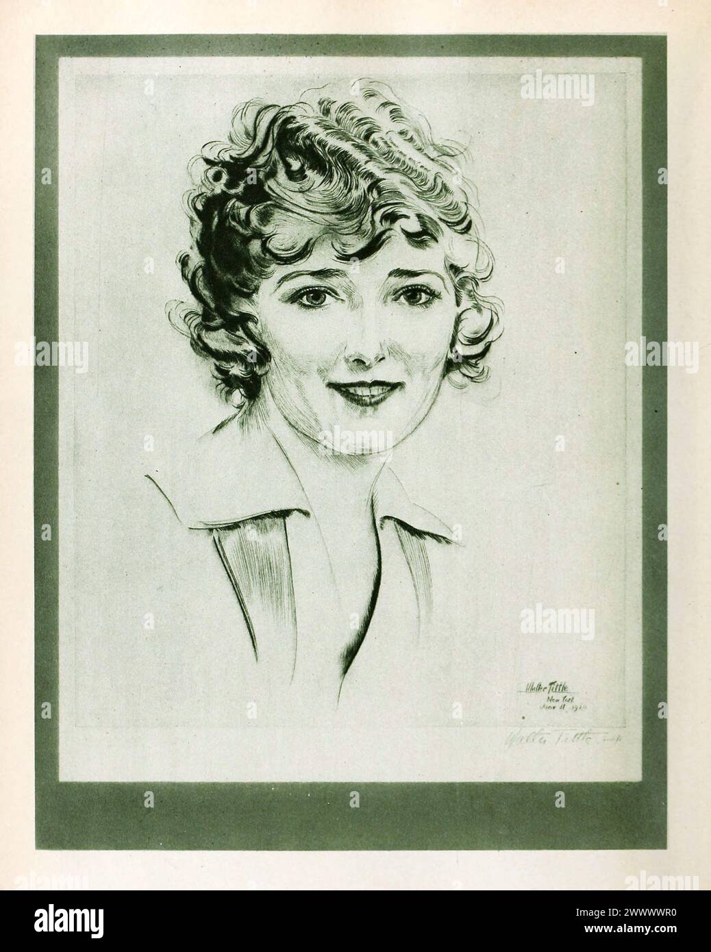 Vintage Etching Drawing of actress Mary Pickford by Walter Tittle ...
