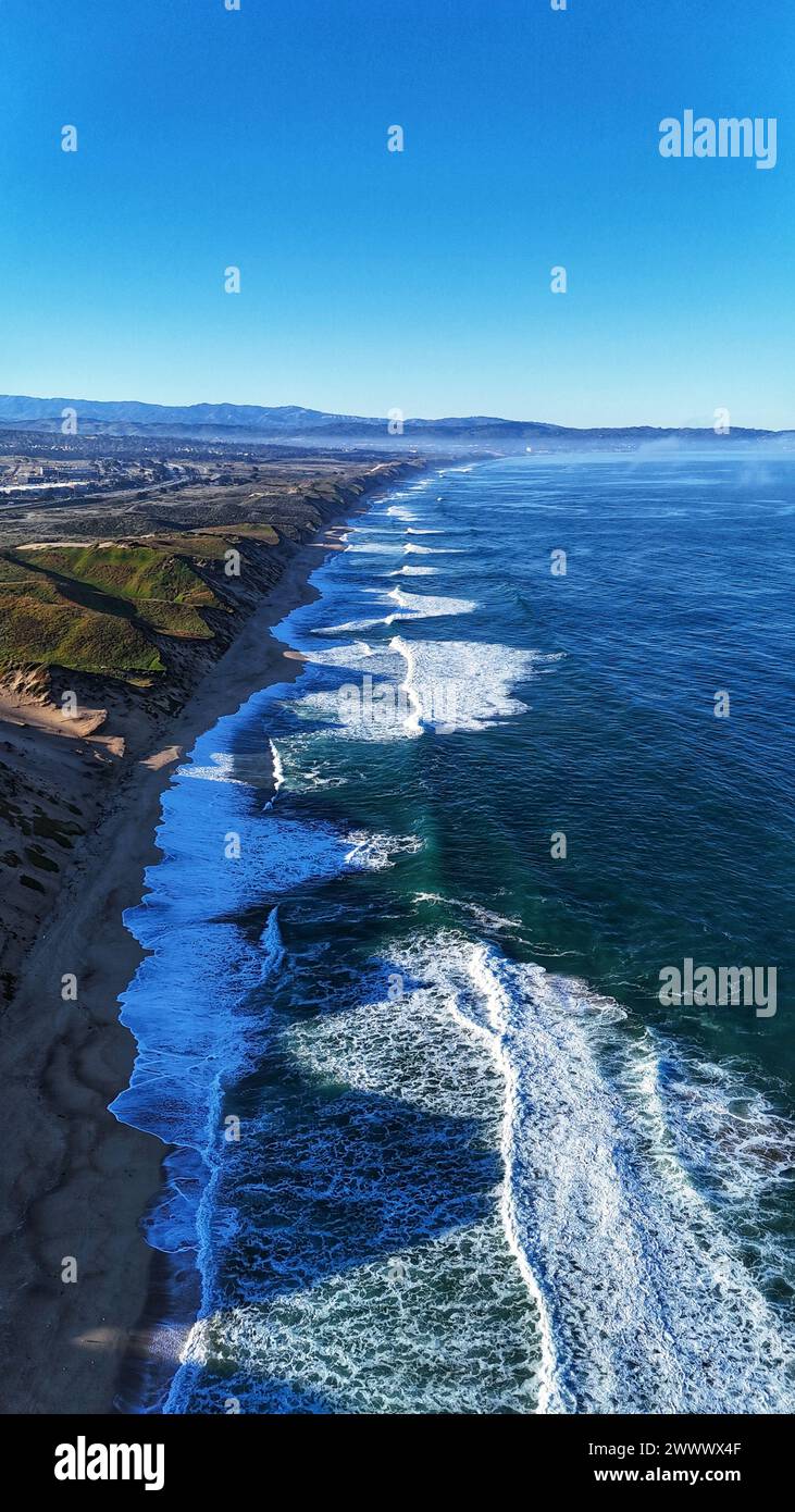 A stunning aerial view of a beautiful beach in Monterey, California on ...