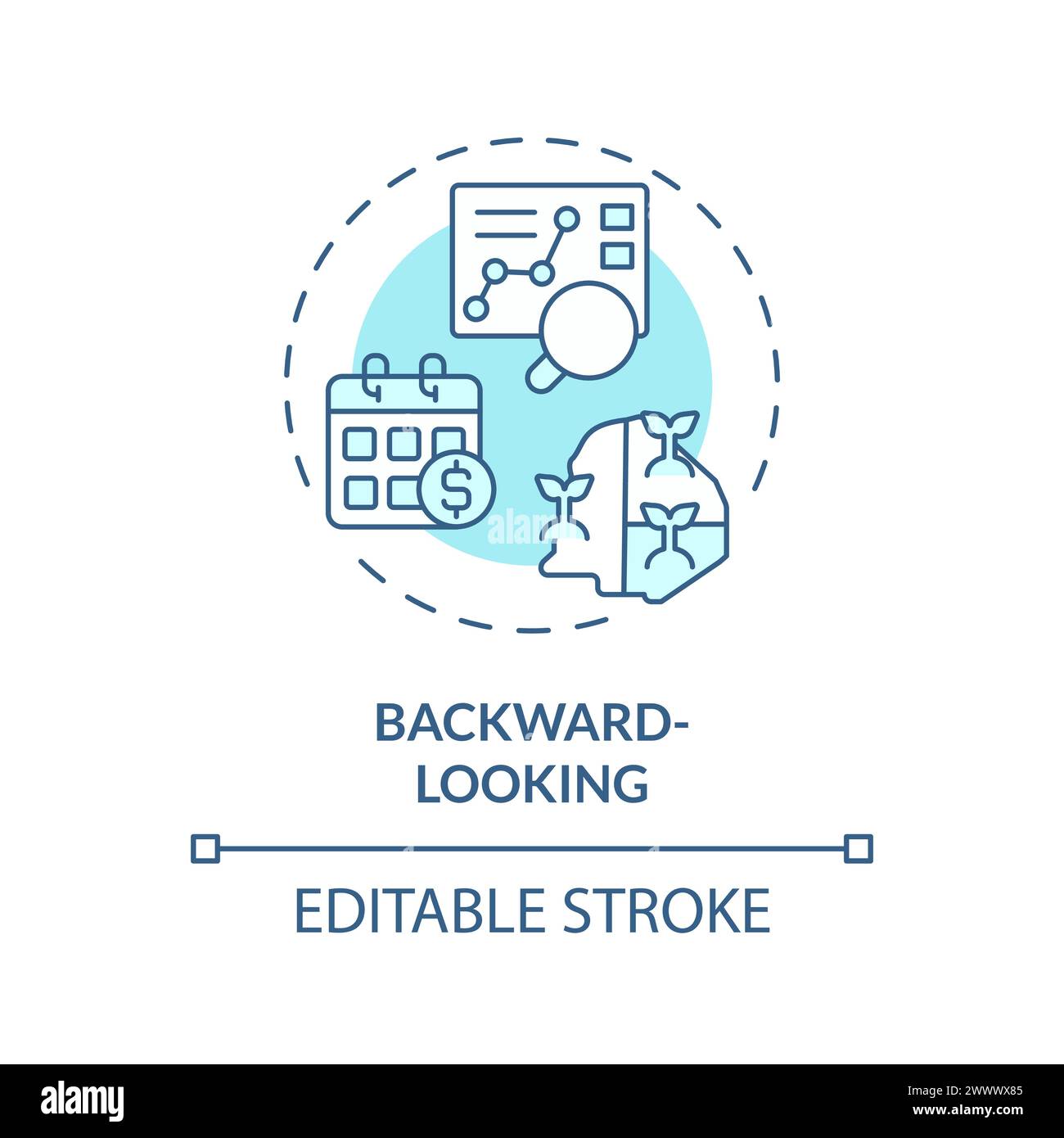 Backward-looking soft blue concept icon Stock Vector Image & Art - Alamy