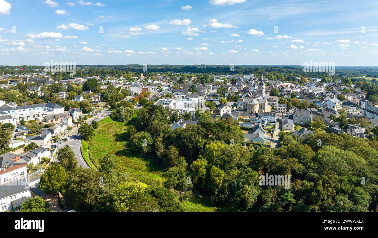 Savenay (north-western France): aerial view of the rural town with a ...