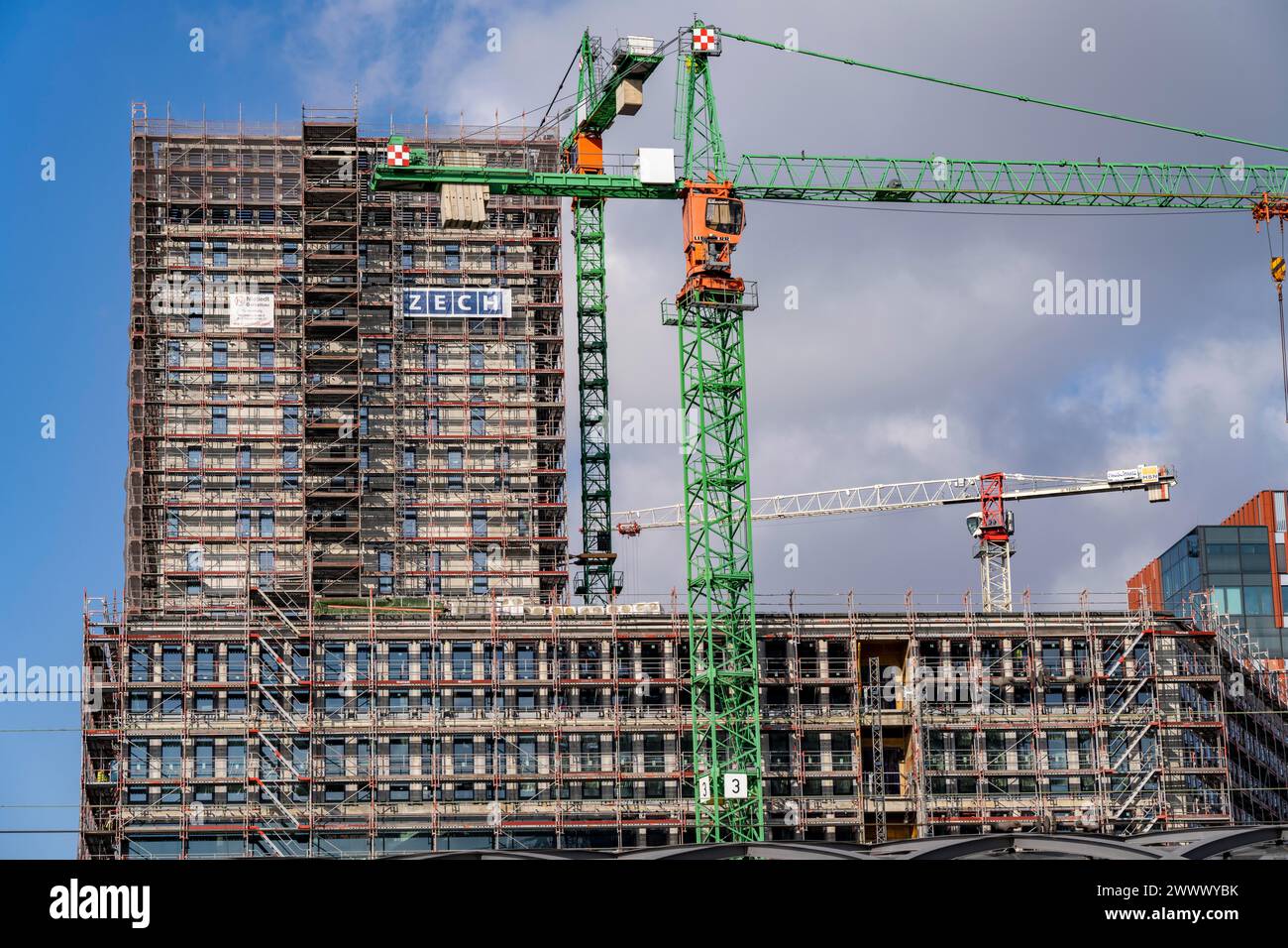 Construction sites in the east of Hafencity Hamburg, office building ...