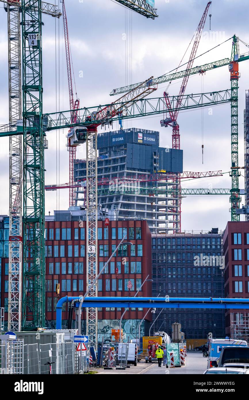 Construction sites in the east of Hafencity Hamburg, office building ...