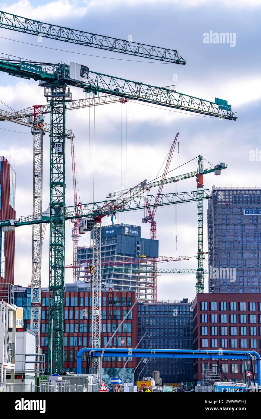 Construction sites in the east of Hafencity Hamburg, office building ...