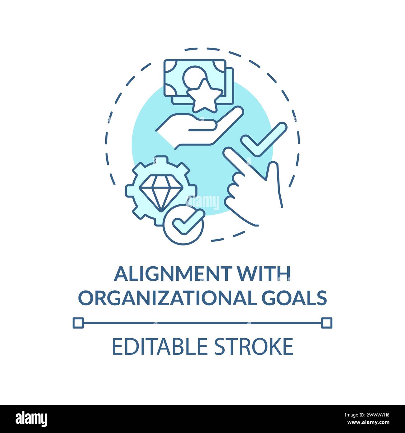 Alignment with organizational goals soft blue concept icon Stock Vector ...