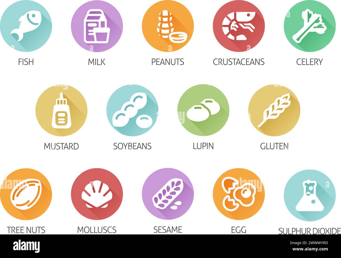 Allergen Food Major Allergy Icons Stock Vector Image & Art - Alamy