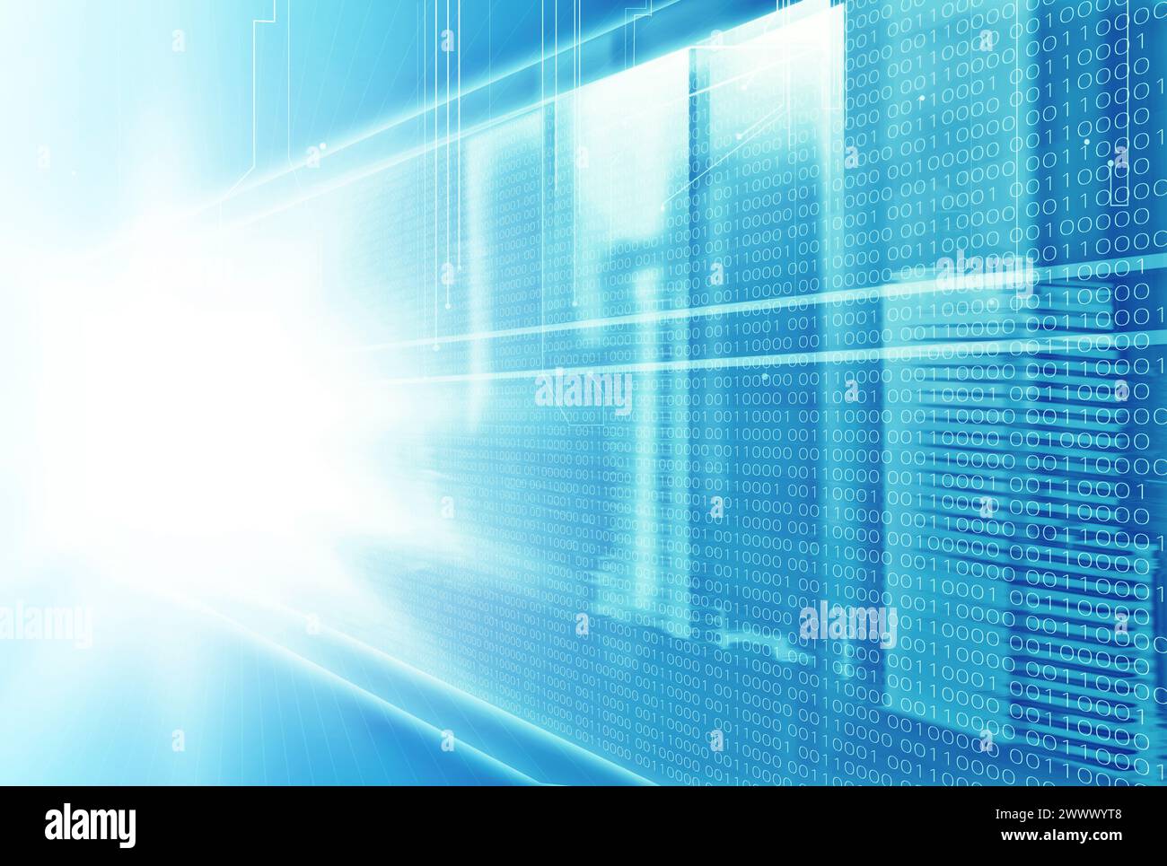 Matrix Coding And Numbers For Data With Connectivity For Futuristic Technology With Blue