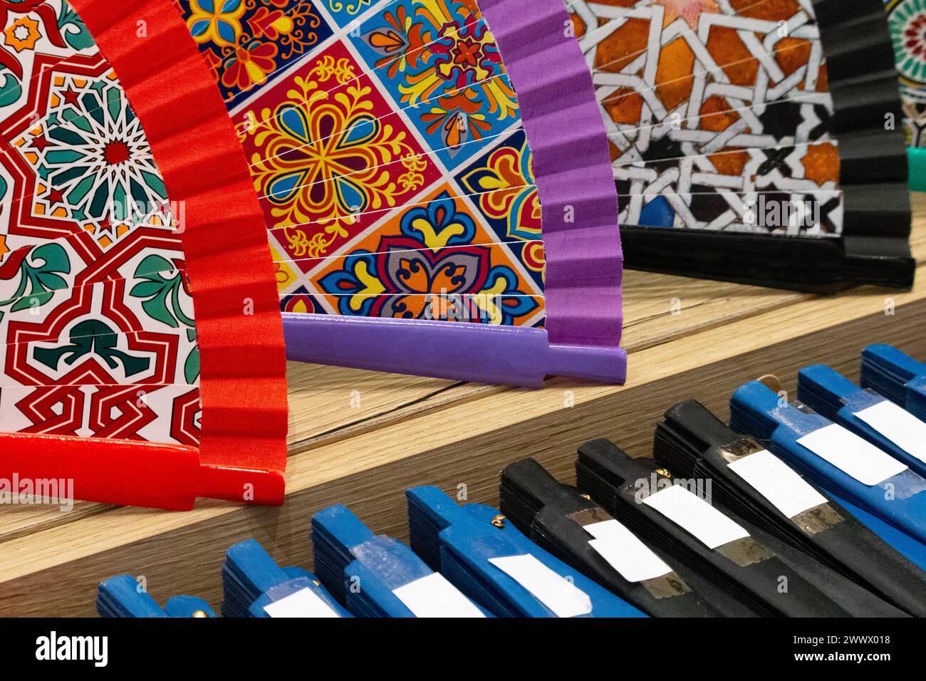 Spanish fans in a shop Stock Photo - Alamy