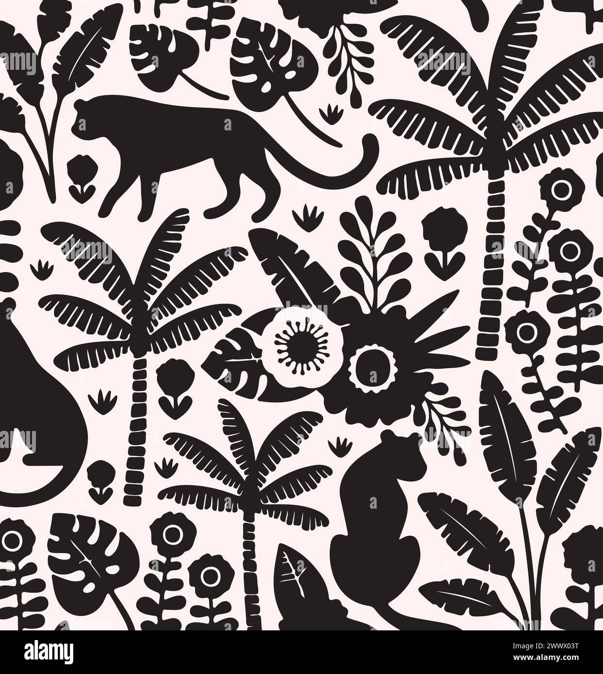 vector animals pattern illustration. wild animal outline safari vector ...