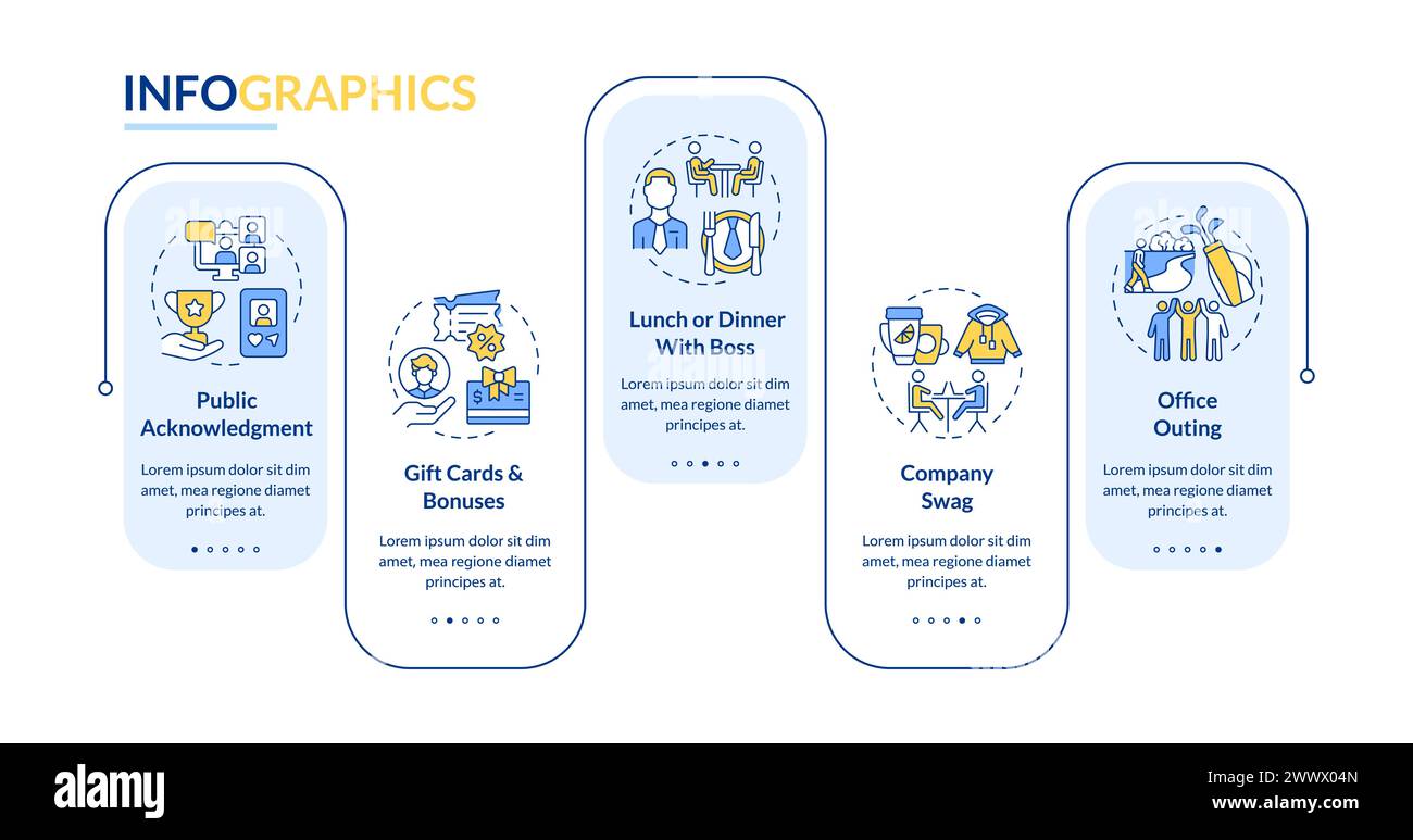 Employee recognition ideas blue rectangle infographic template Stock ...