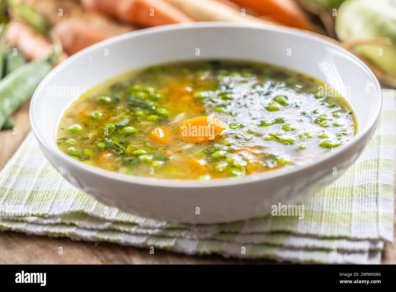 Healthy vegetable soup from fresh spring vegetables Stock Photo - Alamy