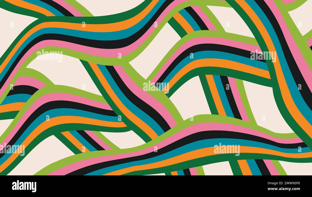 Abstract groovy design in retro 60s-70s style. Trendy vintage ...