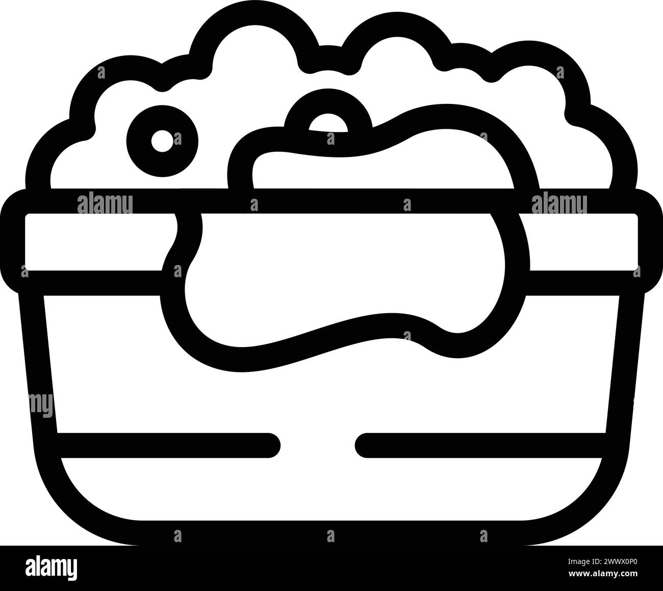 Washing soapy basket icon outline vector. Laundry clothes chore ...