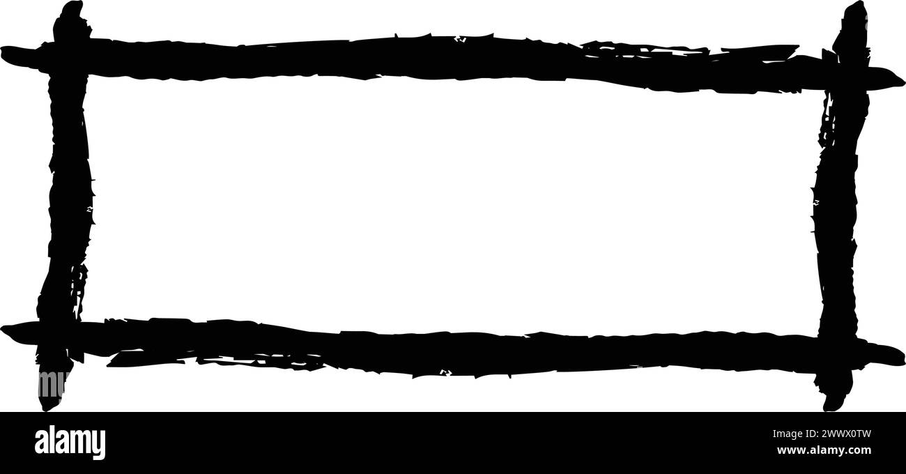 Frame rectangle elongated texture element, outline border grunge shape ...